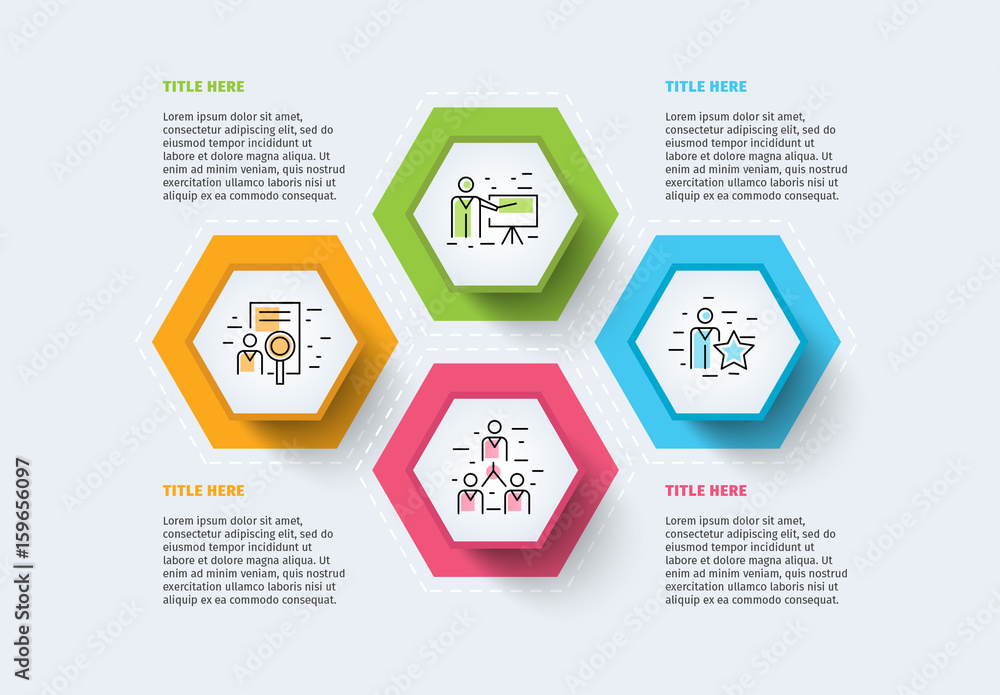 Colorful Illustrated Four Section Inforgraphic Layout Stock Template ...