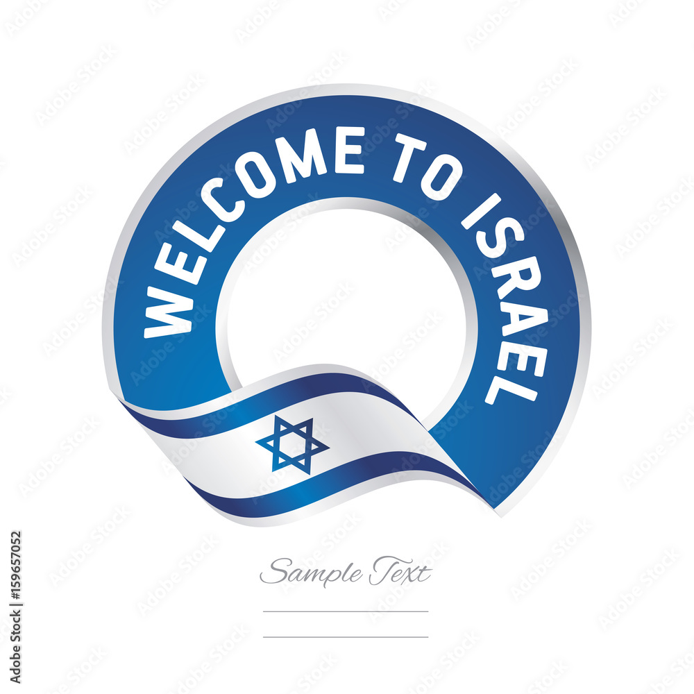 Welcome to Israel flag blue label logo icon Stock Vector | Adobe Stock