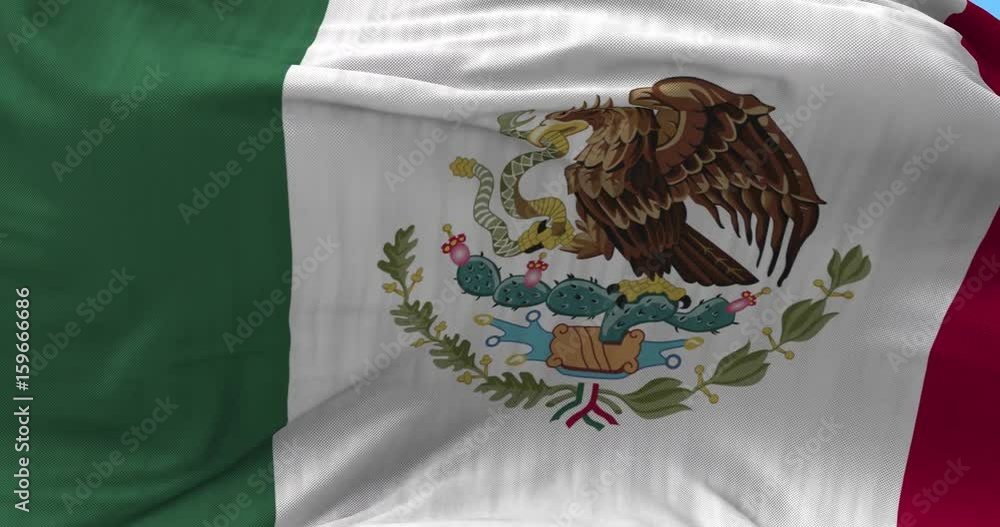 Close up Mexico flag blowing in the wind, looped slowmotion, 4K Stock ...