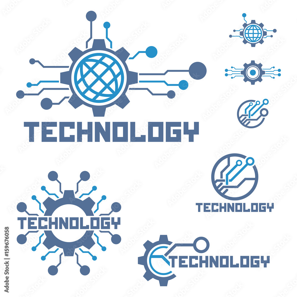 Set of circuit tech elements. Electronics icon. Tech logo. Stock Vector ...