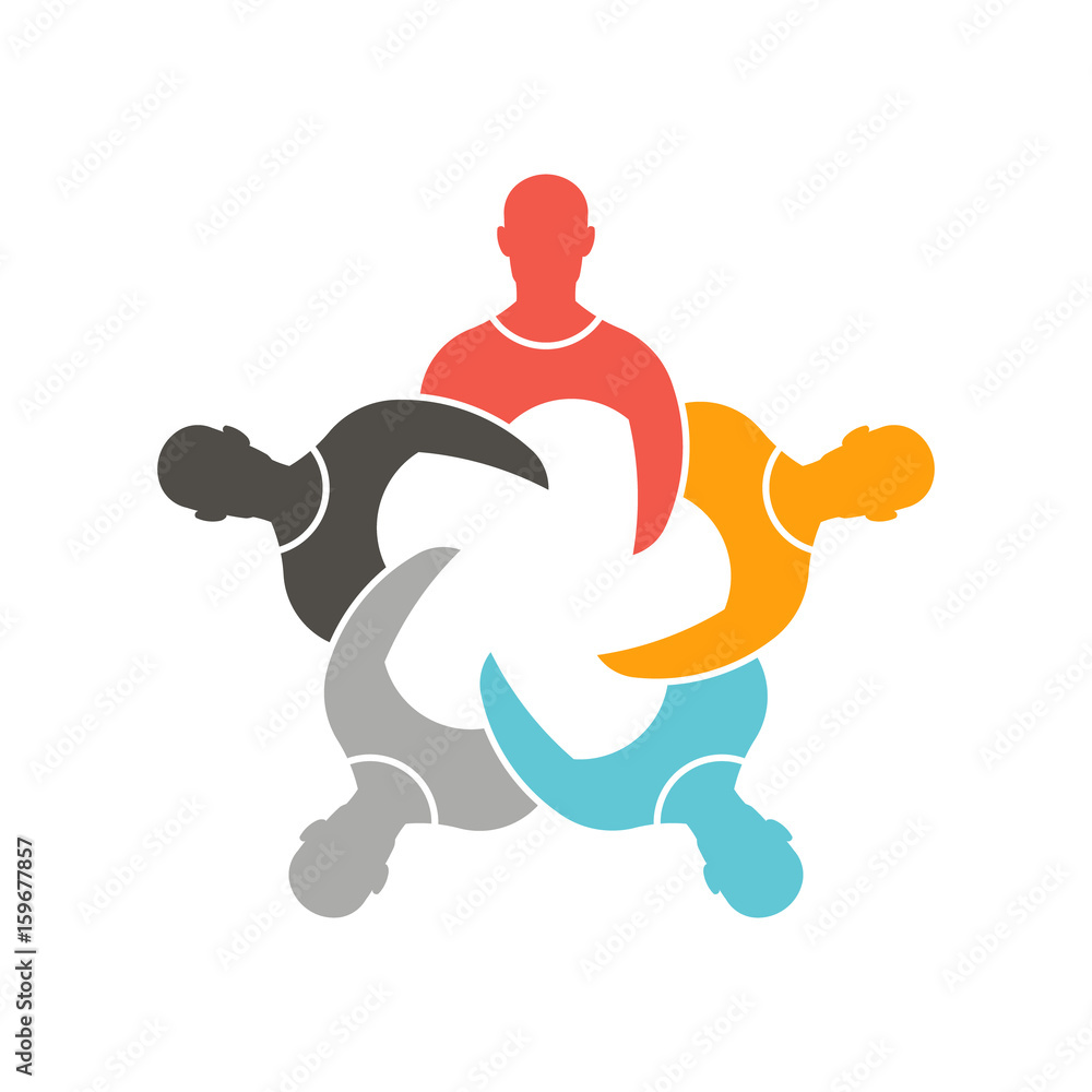 People Round Meeting Vector Logo Design Stock Vector | Adobe Stock