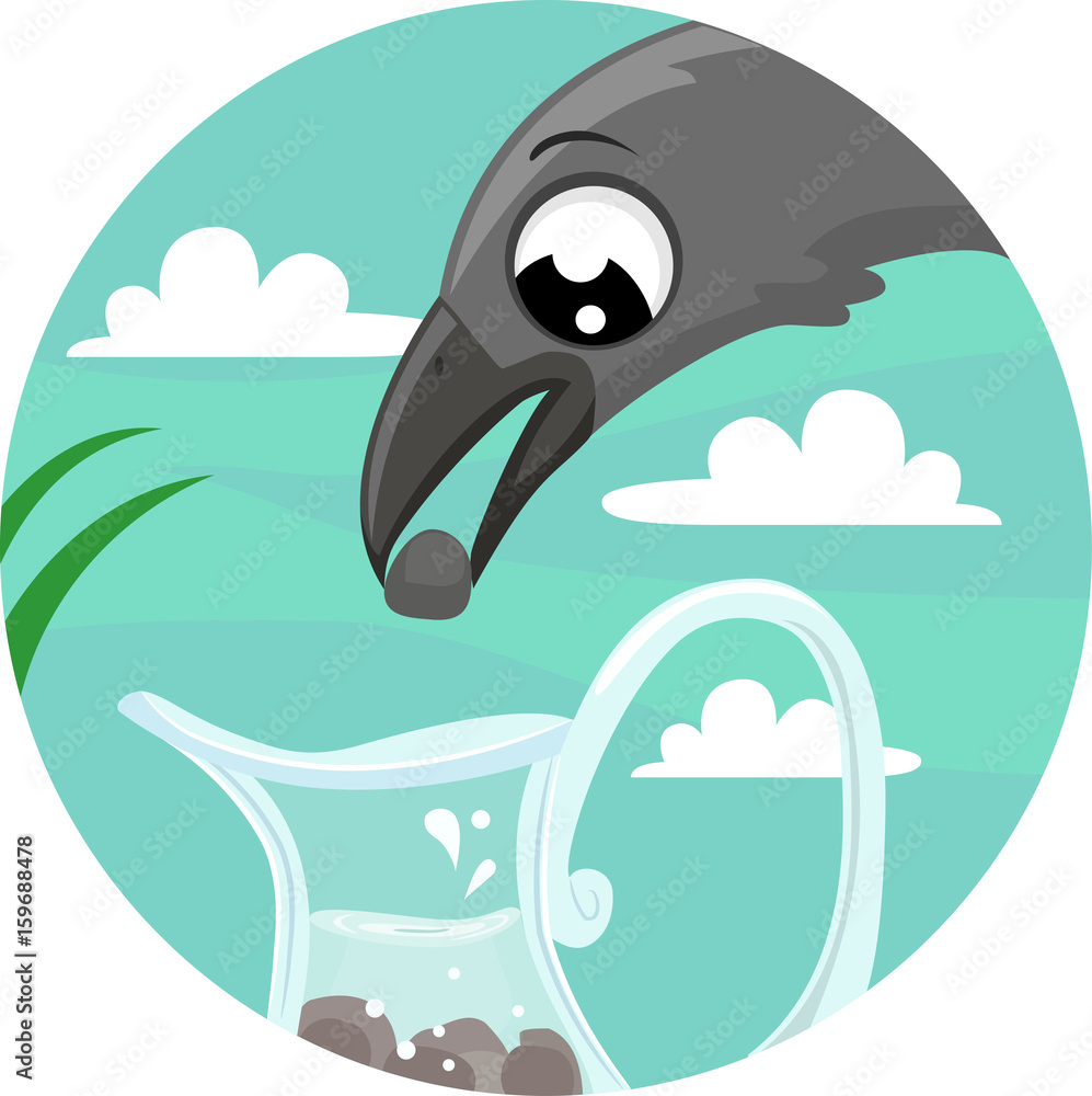 Fable The Crow And The Pitcher Stock Vector | Adobe Stock