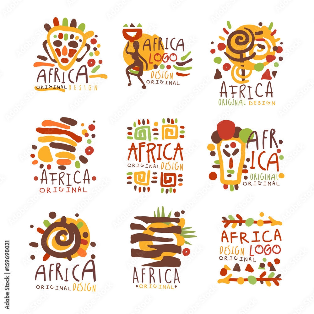 Africa logo original design. Travel to Africa colorful hand drawn ...