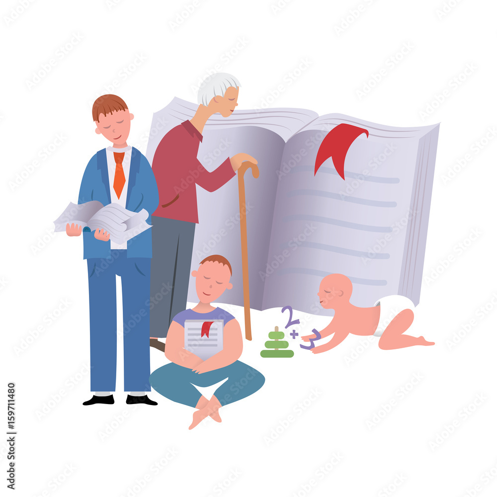 Lifelong learning concept, availability of education for all ages ...