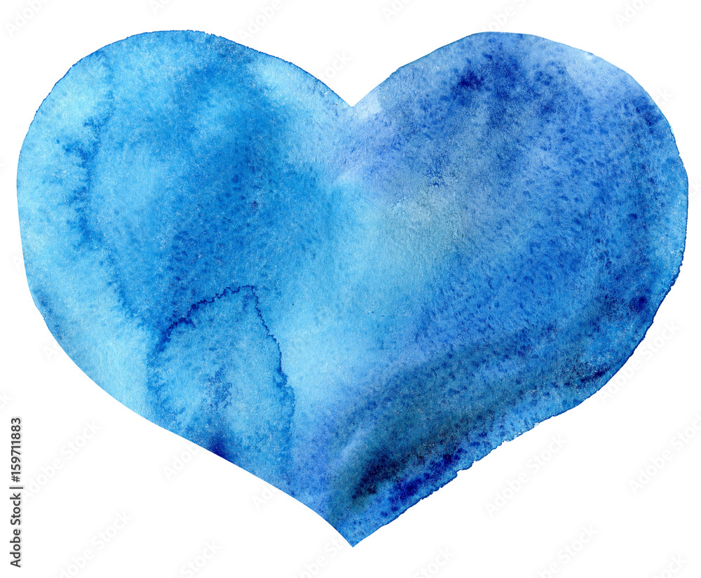 watercolor blue heart Stock Illustration | Adobe Stock