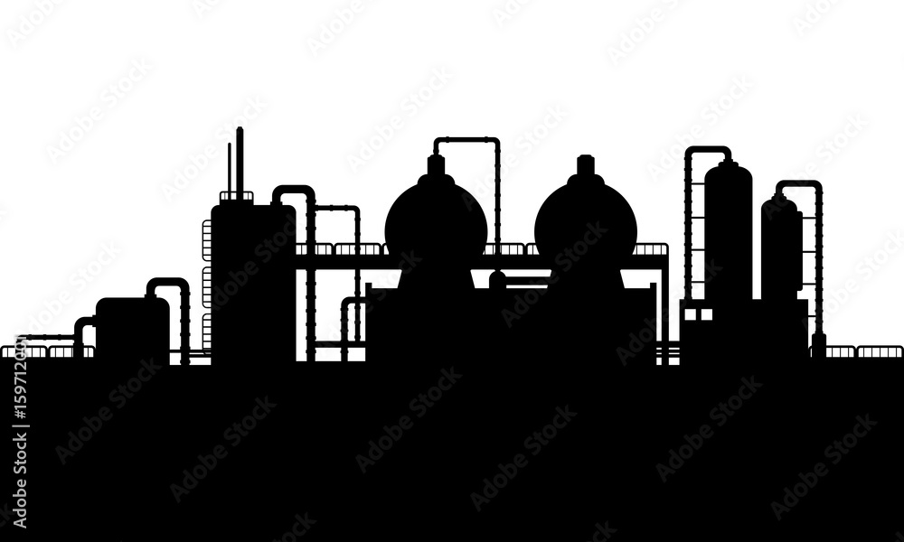 manufacturing plant factory silhouette Stock Vector | Adobe Stock