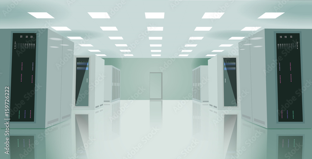 Realistic vector illustration of a server room. Realistic Stock Vector ...