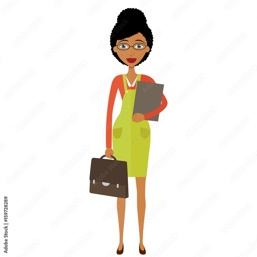 Spectacled african american business-lady. Bespectacled business-woman ...