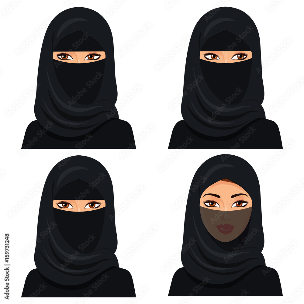Beautiful young saudi woman portrait vector isolated Stock Vector ...