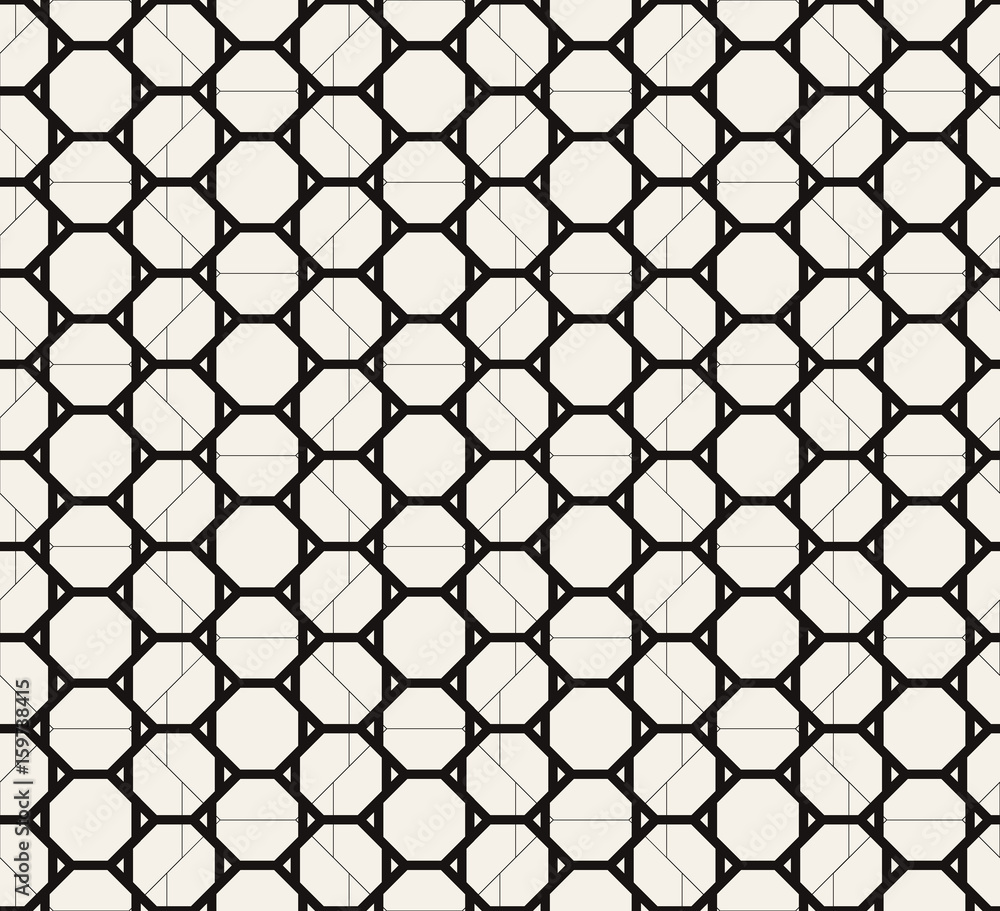 Geometric octagon pattern vector seamless. Polygonal octahedron grid ...