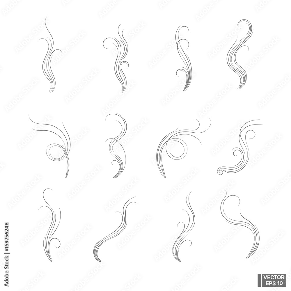 Smoke drawn lines set Stock Vector | Adobe Stock