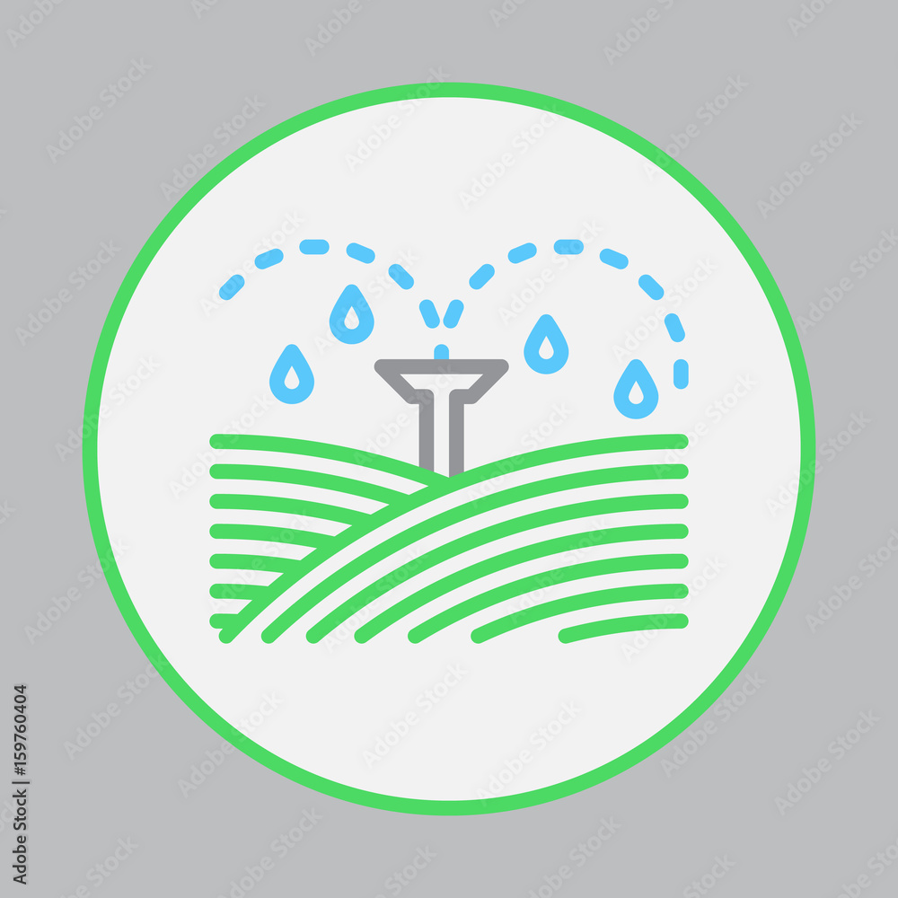 Irrigation sprinklers filled outline icon, round colorful vector sign ...