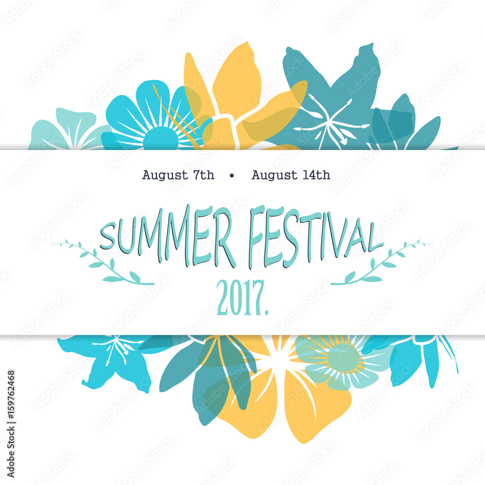 Summer festival banner trendy flower poster vector illustration ...