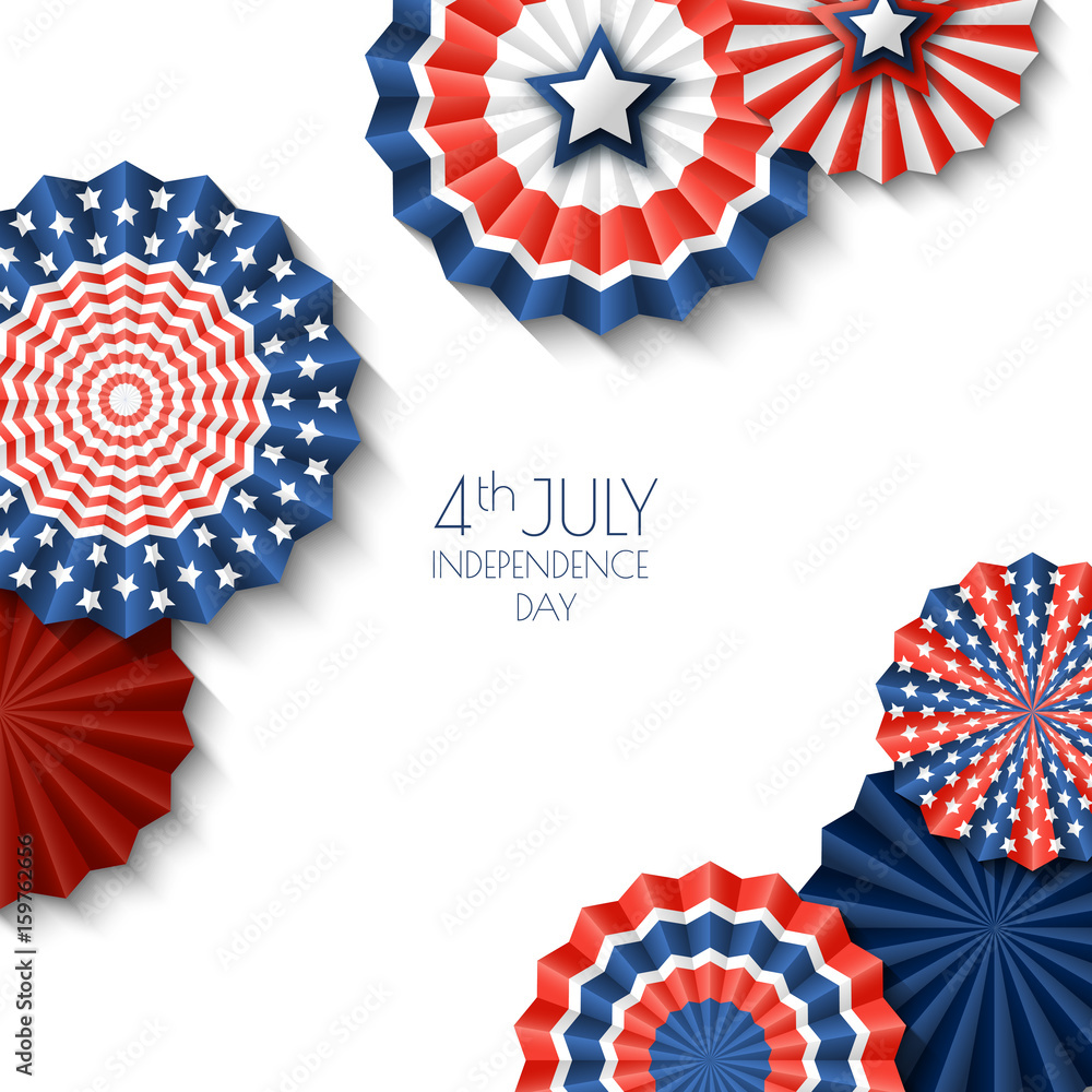 4th of July, USA Independence Day. Vector paper stars in USA flag ...
