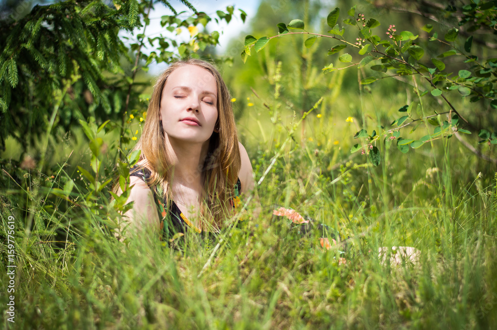 Girl Laying In Field