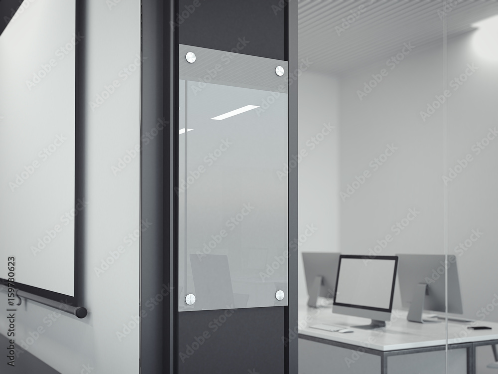 Blank transparent glass sign plate. 3d rendering Stock Illustration ...