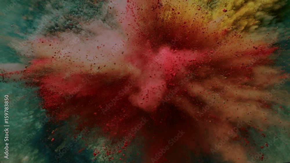 Word "TOXIC" made out of colorful powder/particles fly after being ...