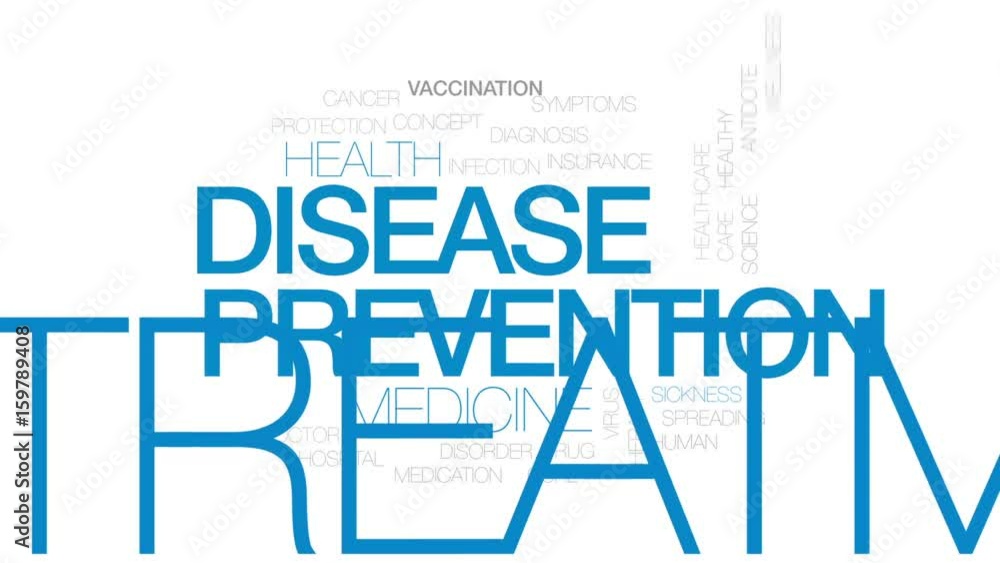 Disease prevention animated word cloud, text design animation. Kinetic ...