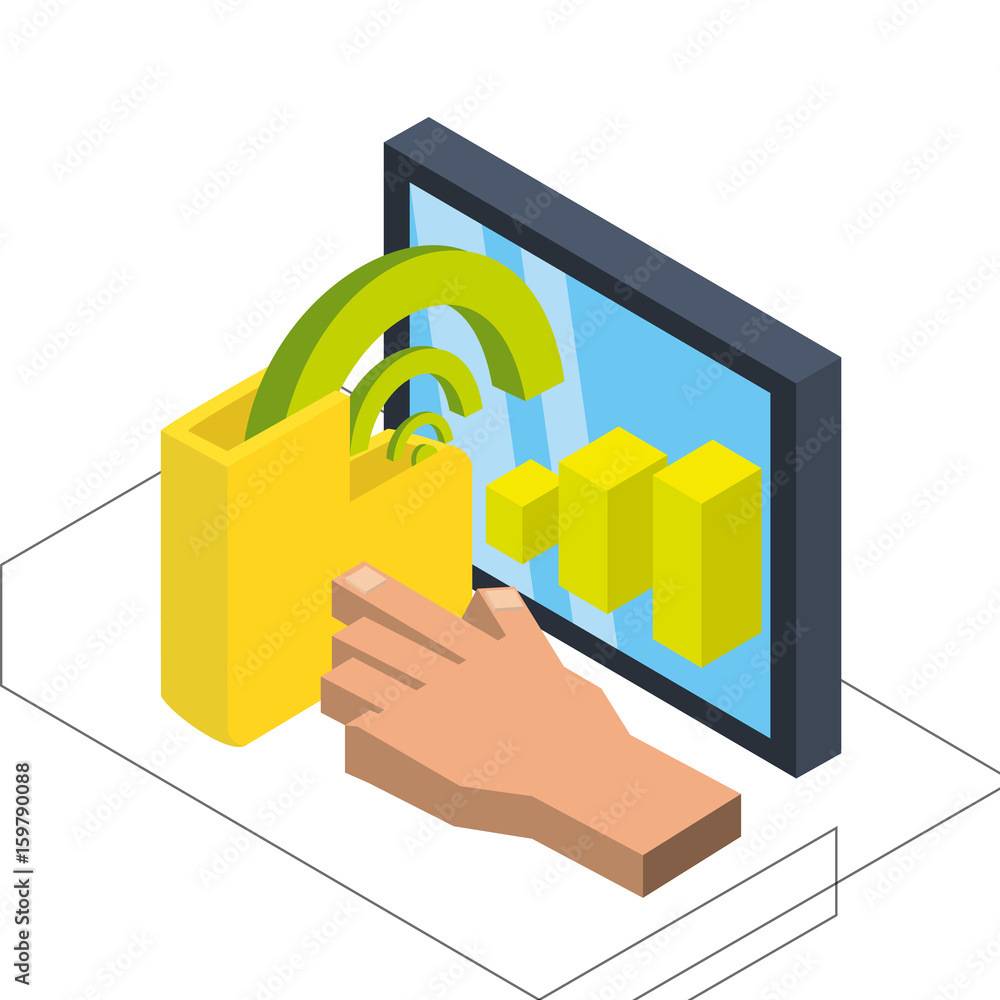 isometric smart tv with wifi connection vector illustration Stock ...