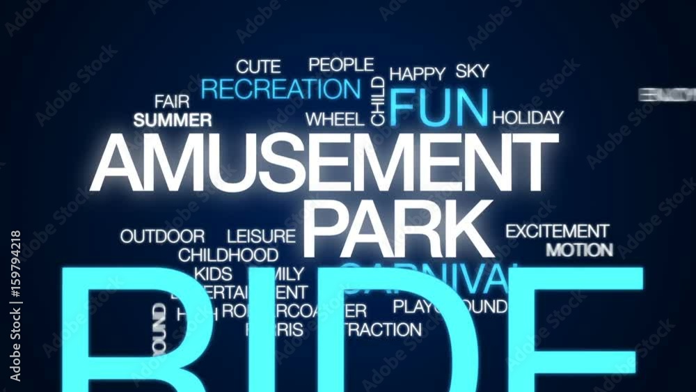 Amusement park animated word cloud, text design animation. Stock Video ...