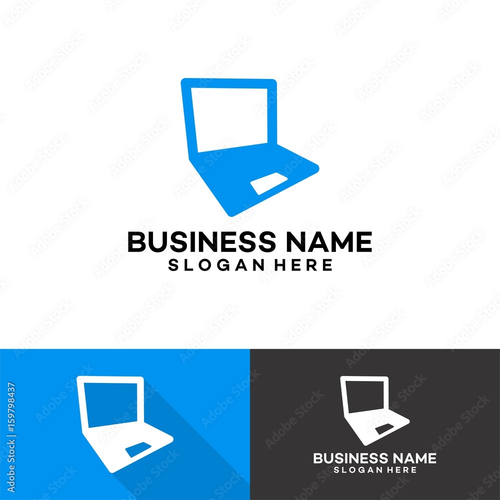 Simple Laptop Logo silhouette vector illustration Stock Vector | Adobe ...