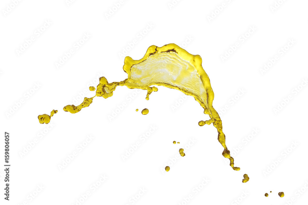 isolated yellow color liquid splash over white background Stock Photo ...