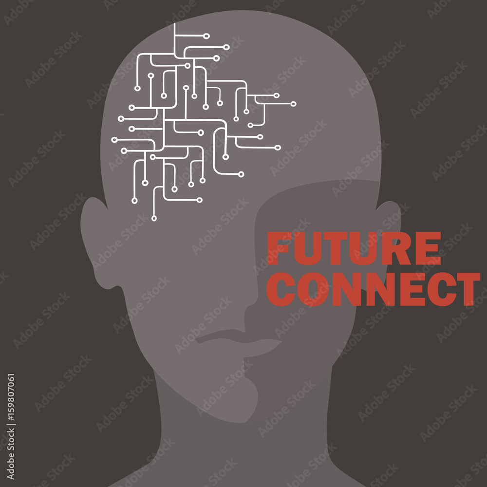 Artificial intelligence connection. Human brain circuit. Future concept ...