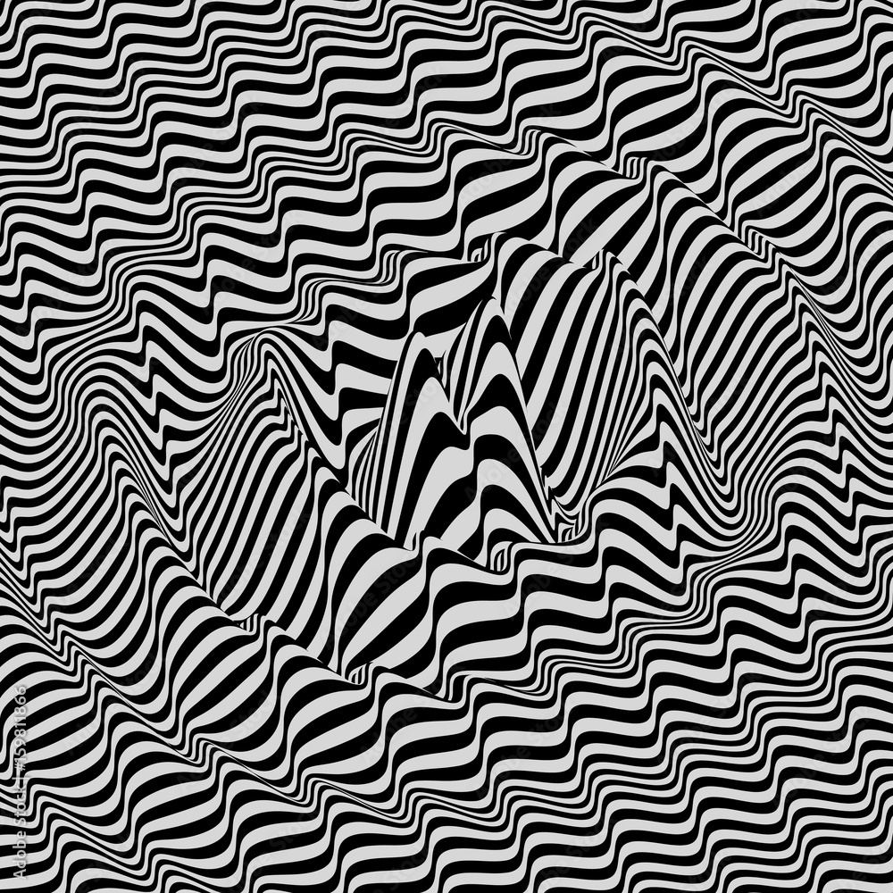 Waveform background. Dynamic visual effect. Surface distortion. Pattern ...