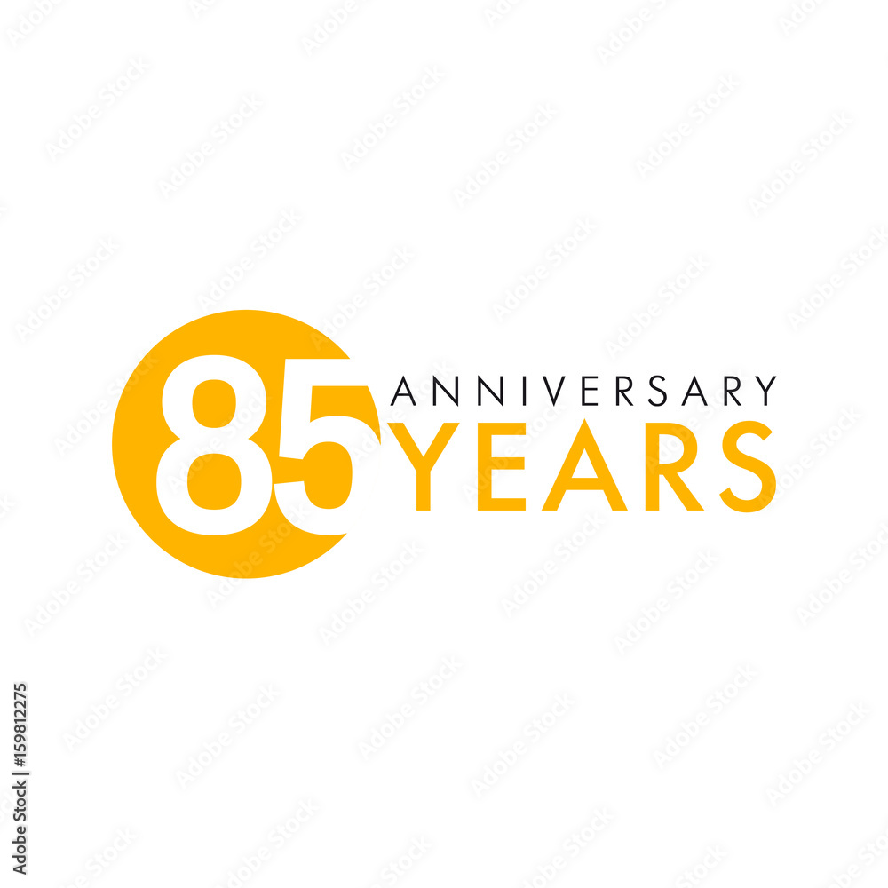 85 years old round logo. Anniversary year of 85 th vector numbers ...