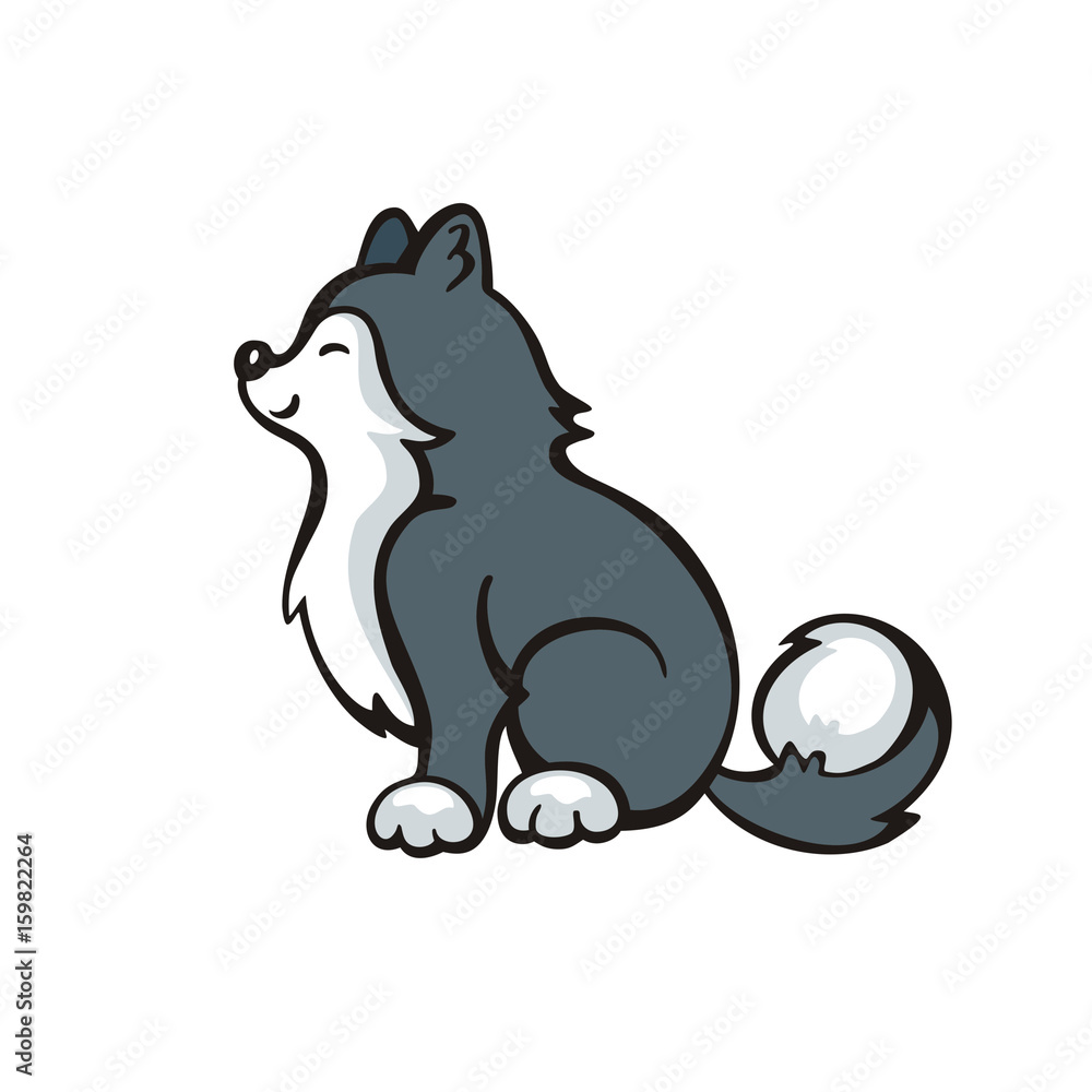 Funny husky dog. Vector illustration in cartoon style. Stock Vector ...