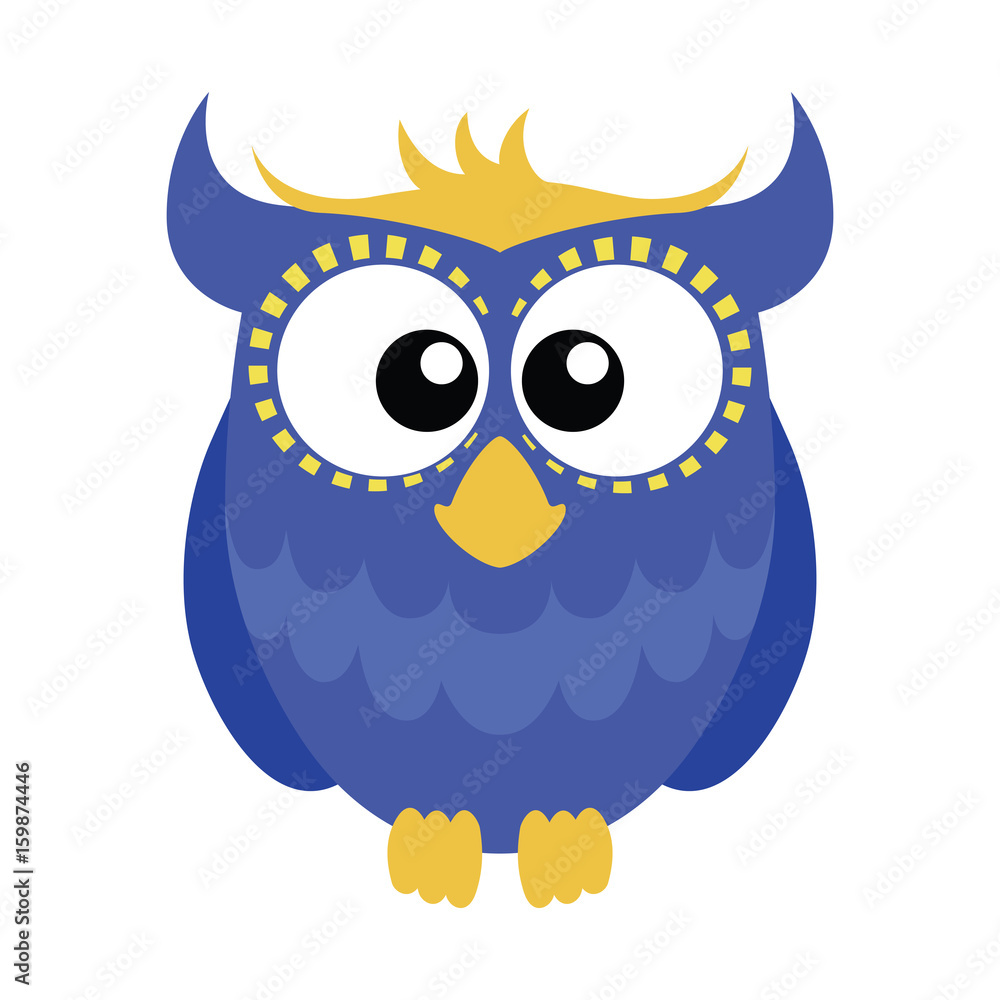 Blue cartoon owl Stock Vector | Adobe Stock