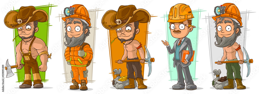 Cartoon digger lumberjack character vector set Stock Vector | Adobe Stock