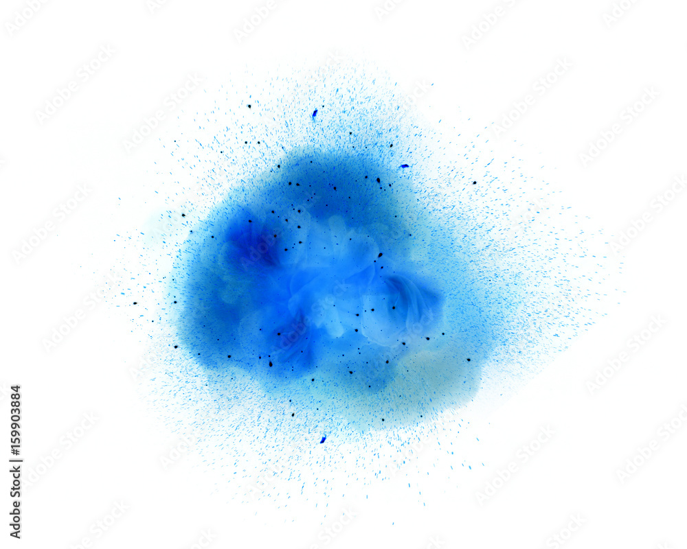 Abstract, blue explosion of fire against white background Stock Photo ...