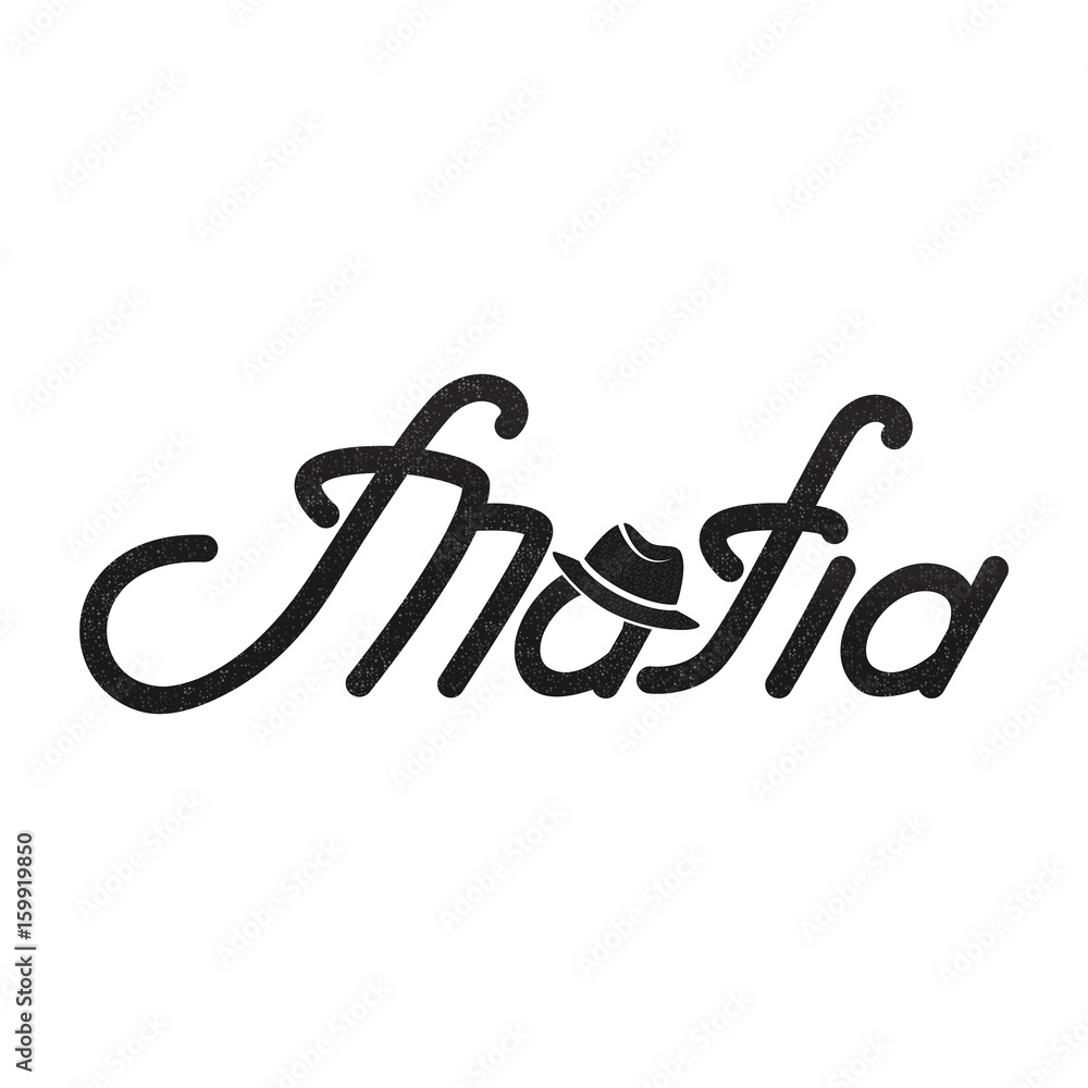 Mafia logo lettering. Text with a texture. Men's Hat Stock Vector ...