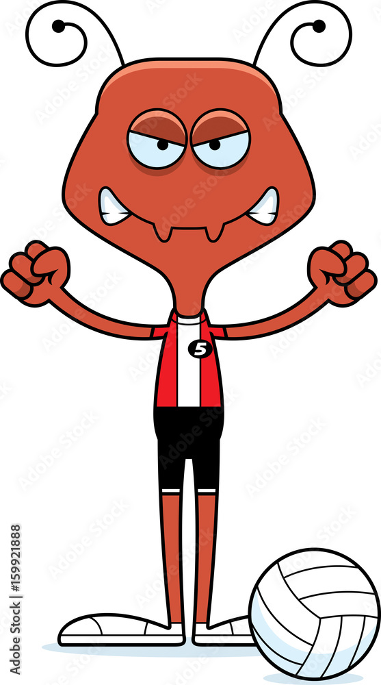 Cartoon Angry Volleyball Player Ant Stock Vector | Adobe Stock