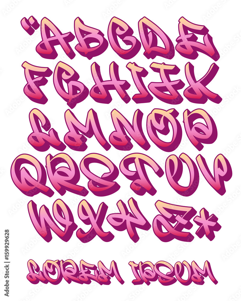 Graffiti alphabet 3D- Hand written - Vector font Stock Vector | Adobe Stock Graffiti alphabet 3D- Hand written - Vector font Stock Vector | Adobe Stock