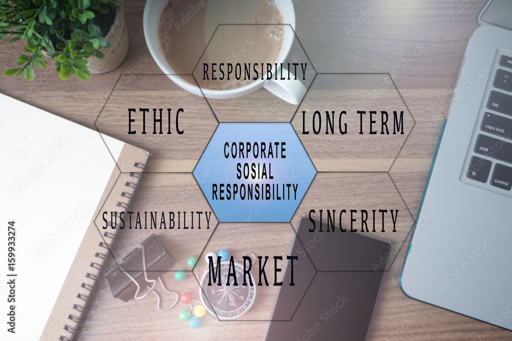 Top view of laptop,notes,smartphone,compass and clips with business and ...