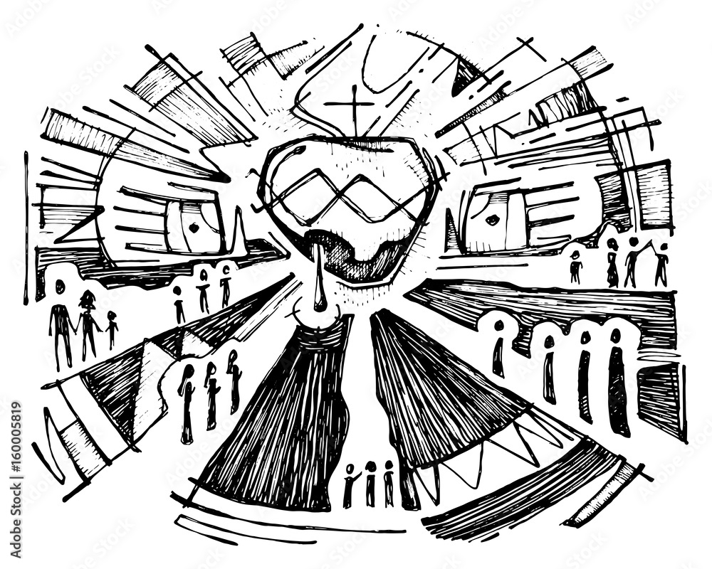 Jesus Christ Sacred Heart and Hands Stock Vector | Adobe Stock