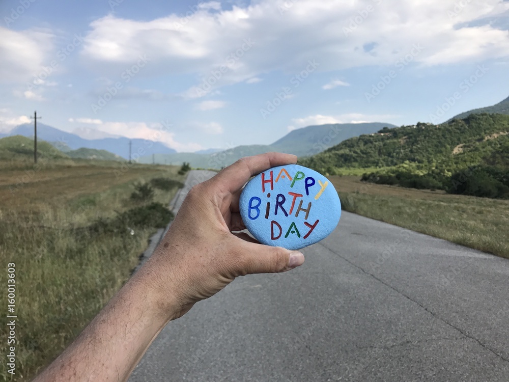 Happy Birthday message in a hand Stock Photo | Adobe Stock
