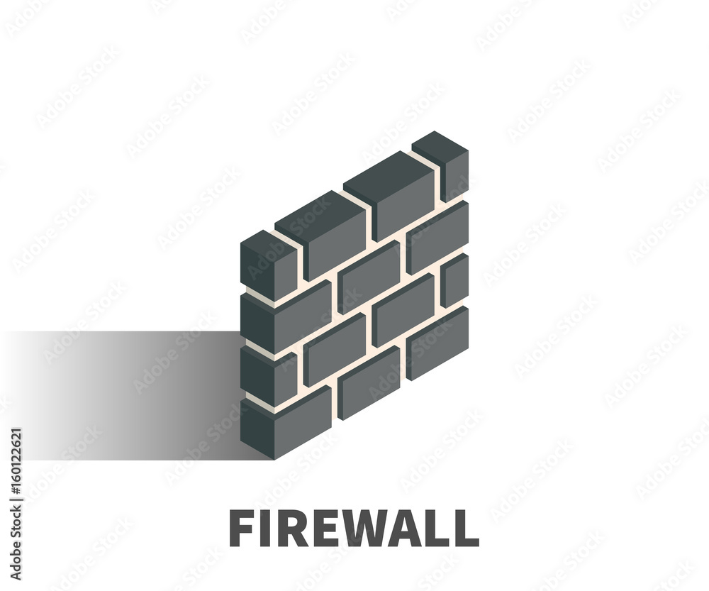 Firewall icon, vector symbol in isometric 3D style isolated on white ...