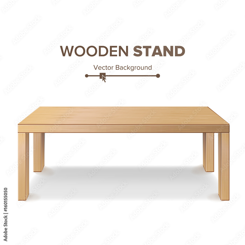 Wooden Stand, Table Vector. 3D Stand Template For Object Presentation ...
