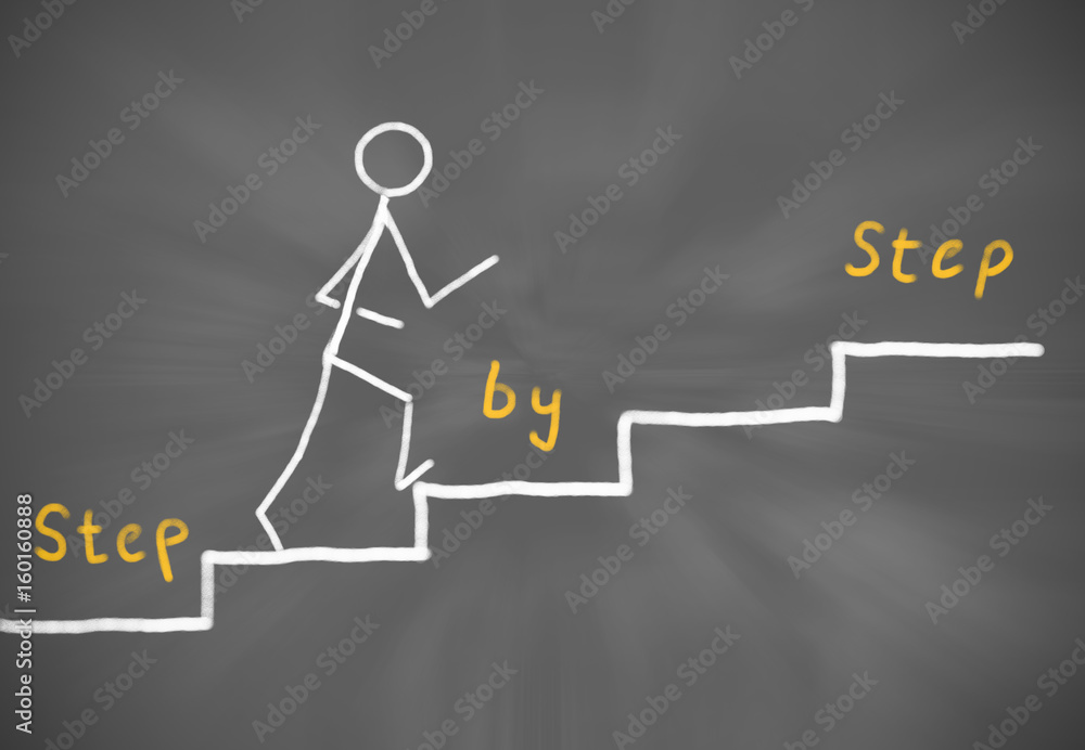 Step by Step Career at a Blackboard Stock Illustration | Adobe Stock