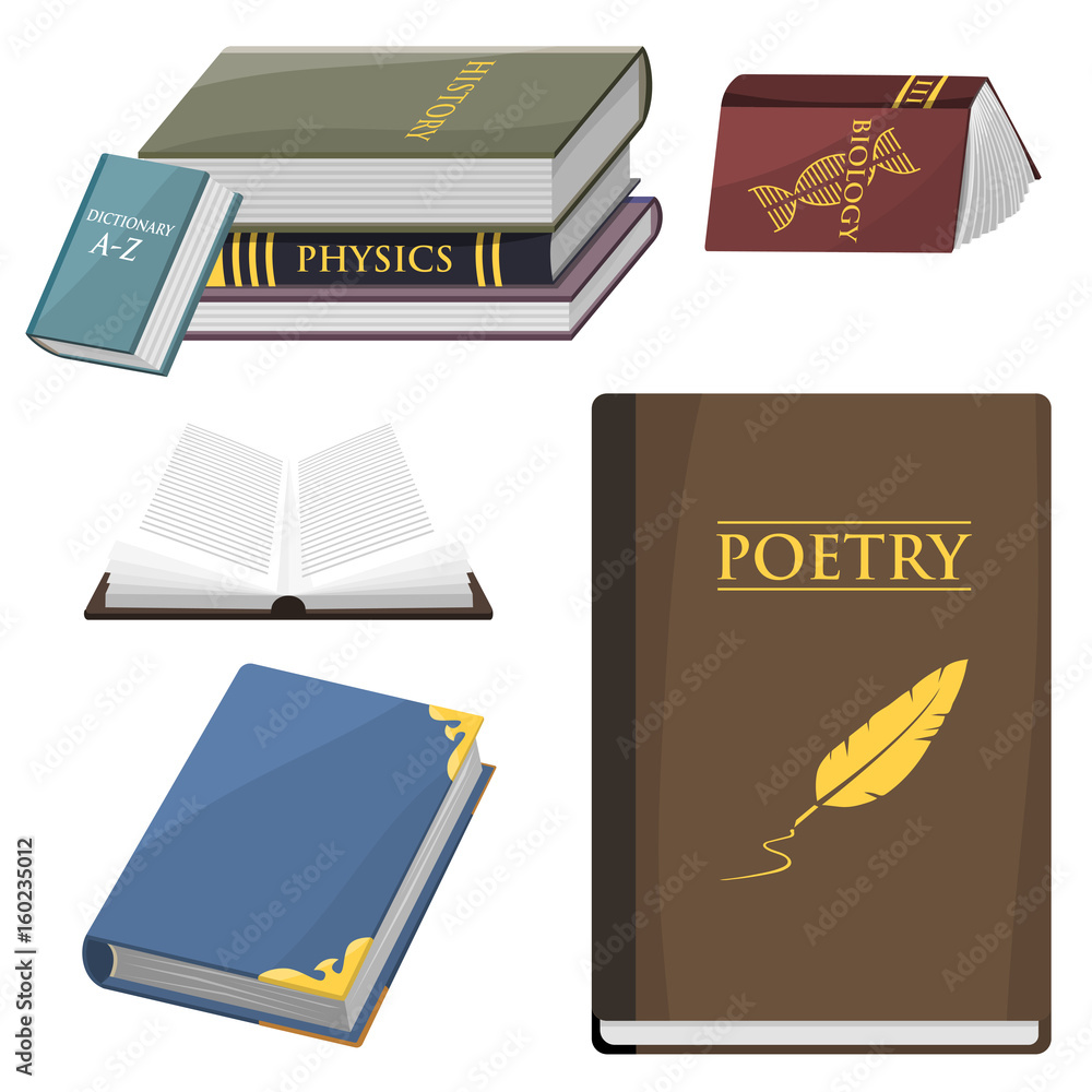 Colorful book vector illustration learn literature study opened closed ...