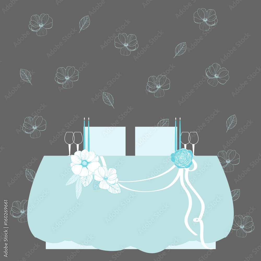 Wedding table decoration. Table for bride and groom. Vector ...