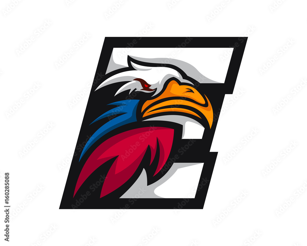 Modern Eagle E Letter Alphabet Sports Logo Stock Vector | Adobe Stock