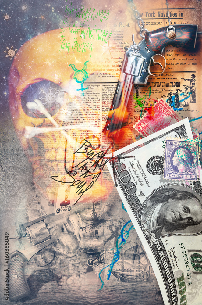 Murales-street art with firearms, pistolers, scenes of war and battles ...