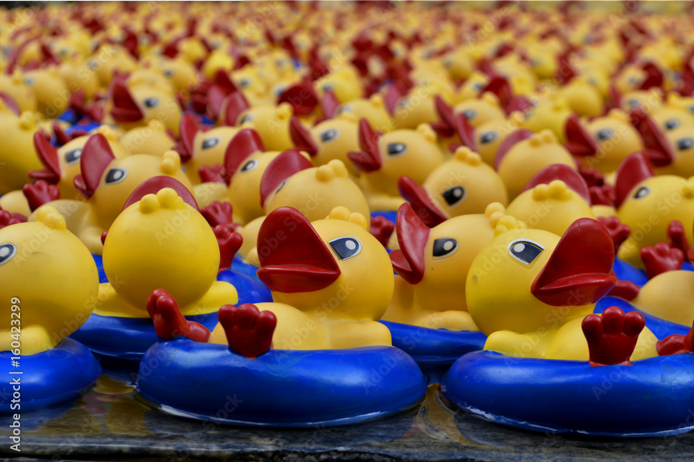 muchos patito de hule relajado verano colores piscina Stock Photo ...