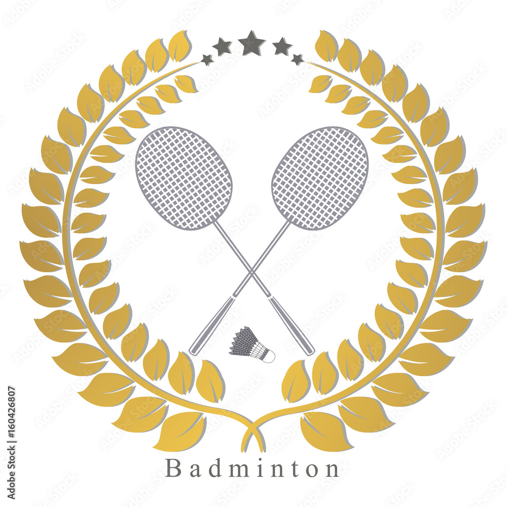 Vector illustration of logo for the game of badminton flying ...