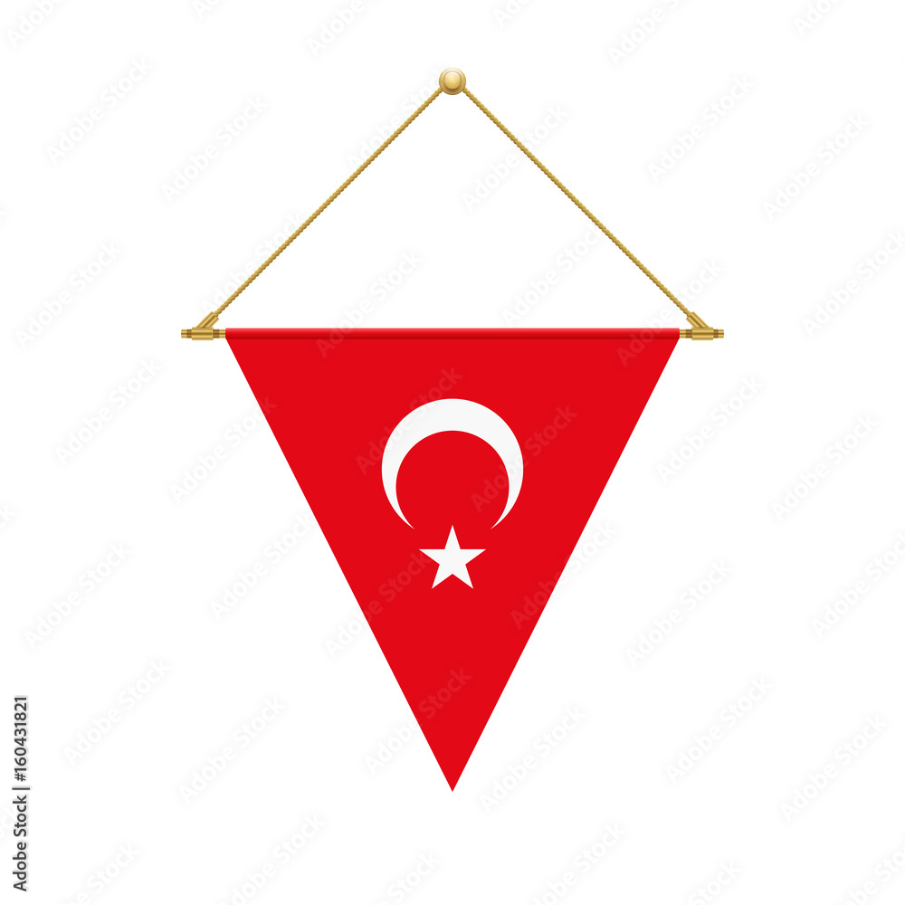 Turkish triangle flag hanging, vector illustration Stock Vector | Adobe ...