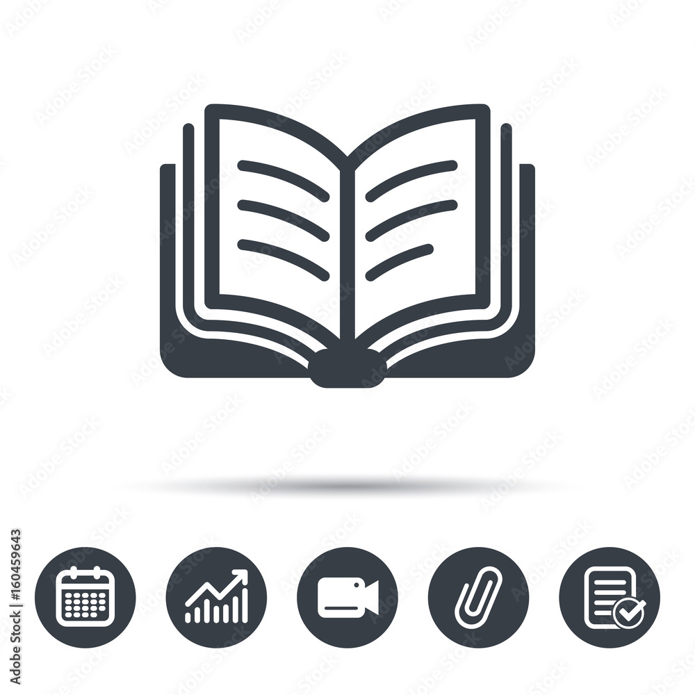 Book icon. Study literature sign. Education textbook symbol. Calendar ...